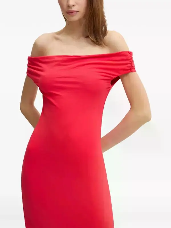 Bond Eye Off-shoulder Ruched-sleeve Maxi Beach Dress