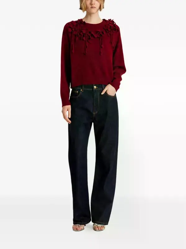 Alberta Ferretti Floral-appliqué Wool Sweater