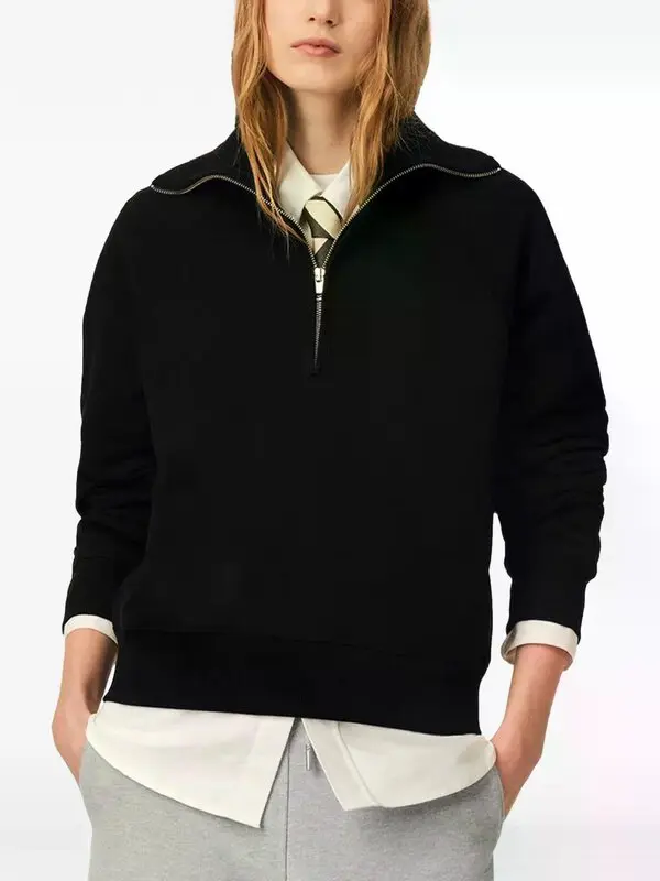 AMI Paris Cotton Zipped Sweatshirt With Embossed De Coeur