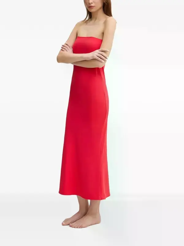 Bond Eye Strapless Maxi Beach Dress - Red