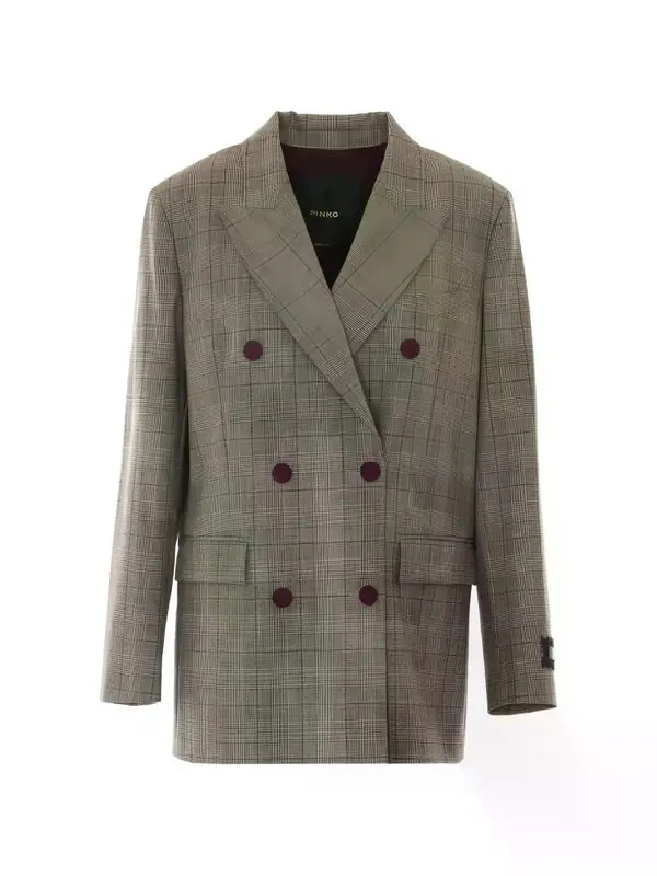 Pinko Double-breasted Checked Blazer - Neutrals
