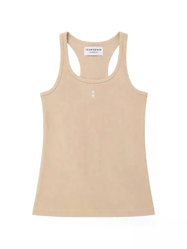 ICON DENIM LOS ANGELES Ribbed-knit Star-patch Top - Neutrals