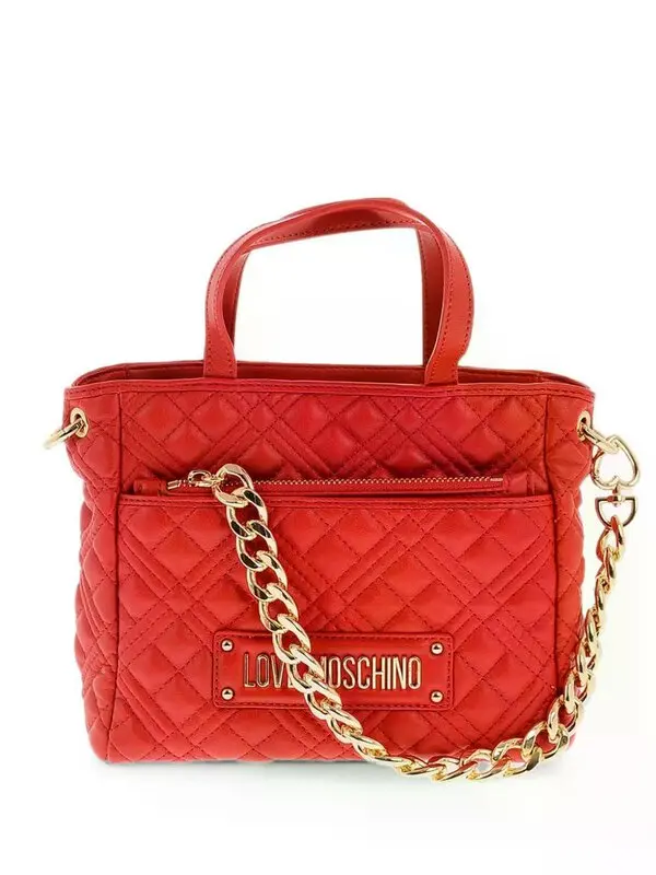 Moschino Mini Love Quilted Logo-plaque Tote Bag - Red