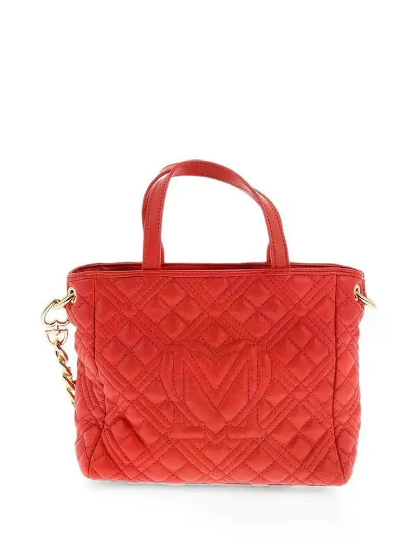 Moschino Mini Love Quilted Logo-plaque Tote Bag - Red