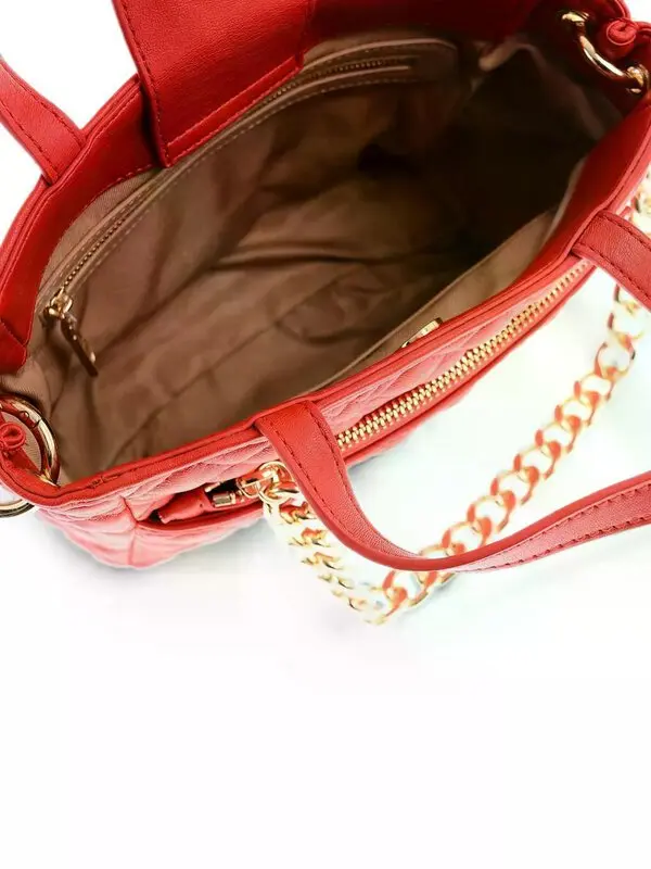 Moschino Mini Love Quilted Logo-plaque Tote Bag - Red