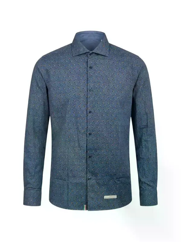 TINTORIA MATTEI 954 Floral-print Long-sleeve Shirt - Blue