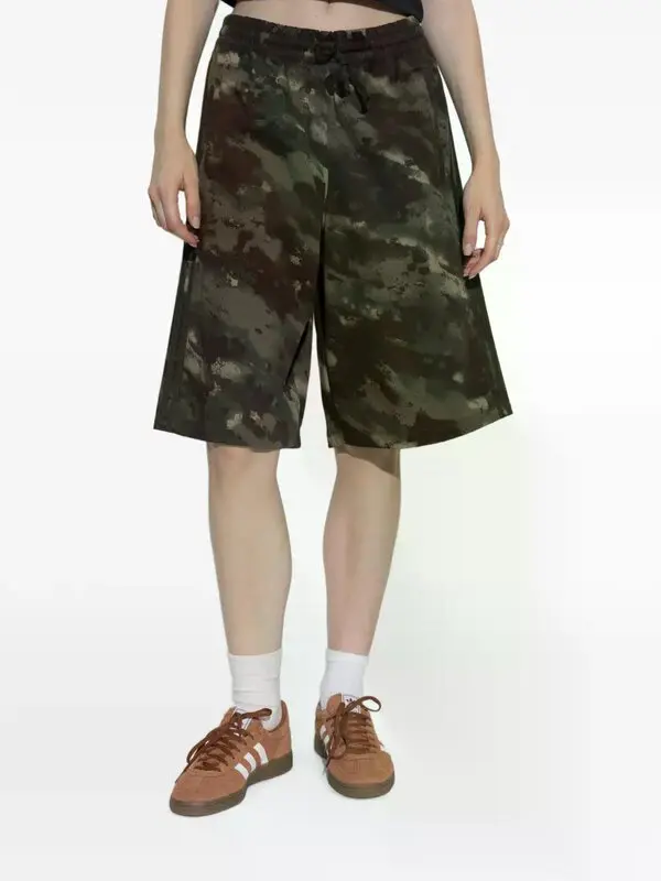 Adidas Camouflage-print Logo-embroidered Shorts - Green