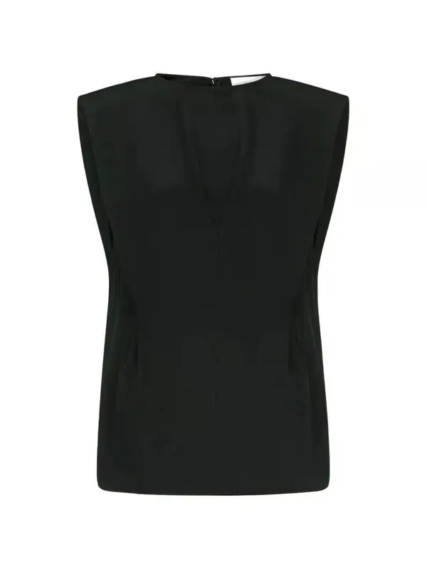 Loulou De Saison Cory Darted Structured-shoulder Blouse - Black