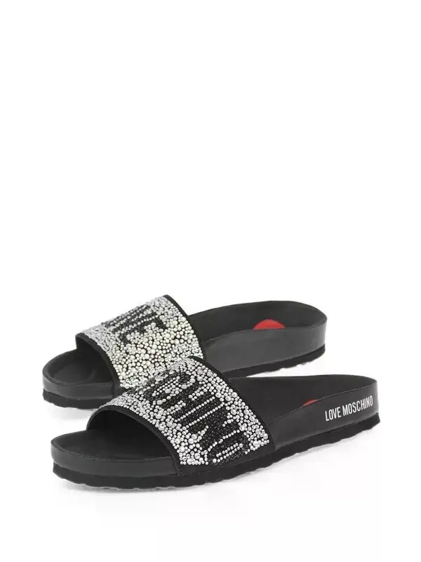 Moschino Rhinestone-embellished Leather Sandals - Black