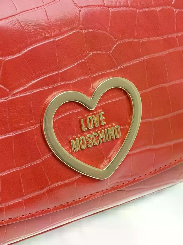 Moschino Logo-plaque Croc-effect Shoulder Bag