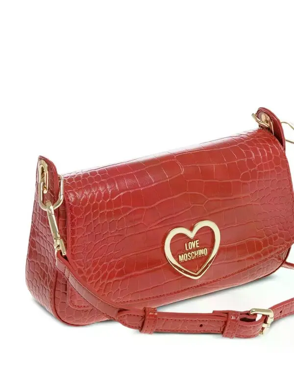 Moschino Logo-plaque Croc-effect Shoulder Bag