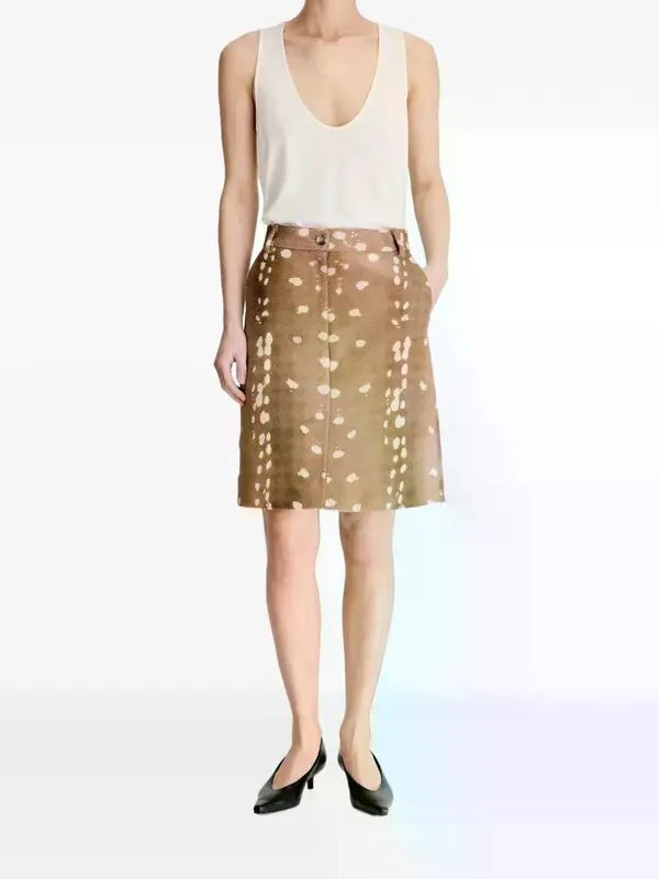 Loulou De Saison Deer-print Pony-effect Leather Midi Skirt