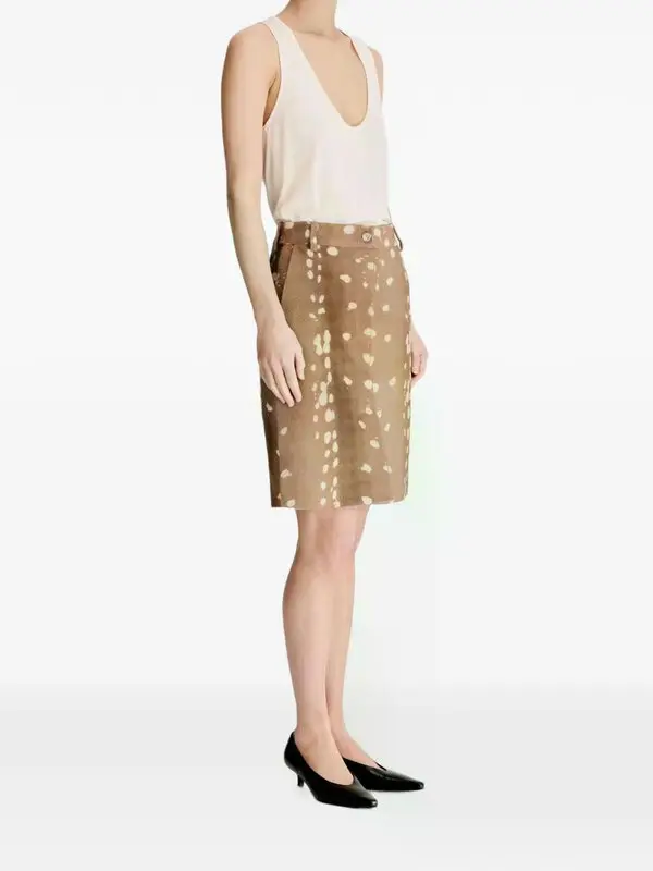 Loulou De Saison Deer-print Pony-effect Leather Midi Skirt