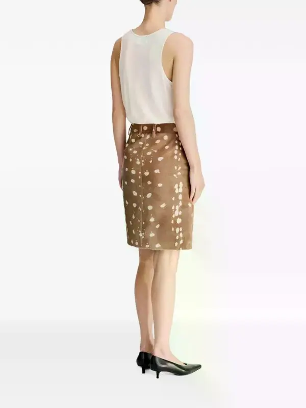 Loulou De Saison Deer-print Pony-effect Leather Midi Skirt