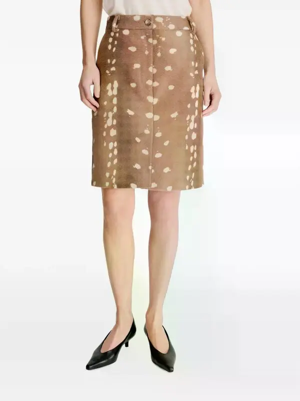 Loulou De Saison Deer-print Pony-effect Leather Midi Skirt