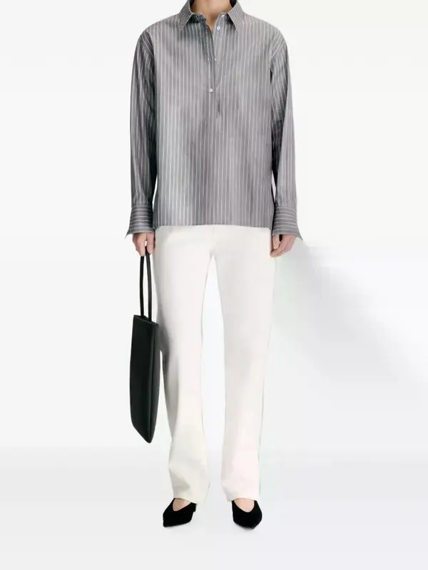 Loulou De Saison Colton Striped Shirt - Grey