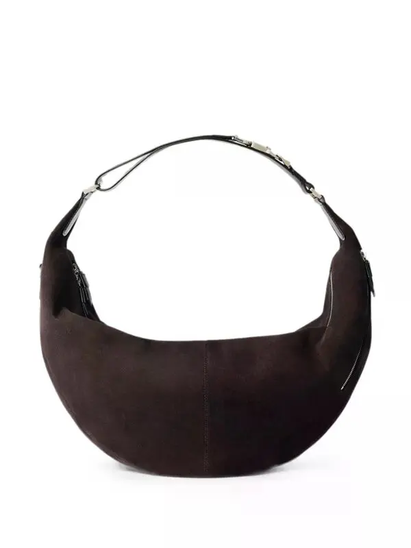 LEMAIRE Large Quiver Clip Bag In Suede Leather - Brown