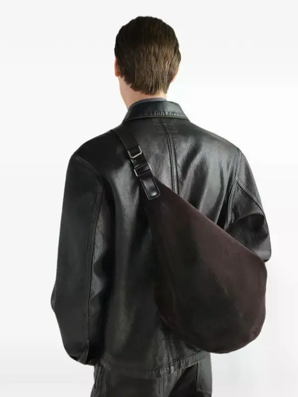 LEMAIRE Large Quiver Clip Bag In Suede Leather - Brown