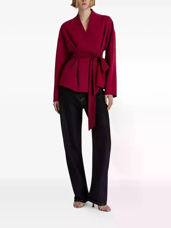 Alberta Ferretti Collarless Wrap Coat - Red