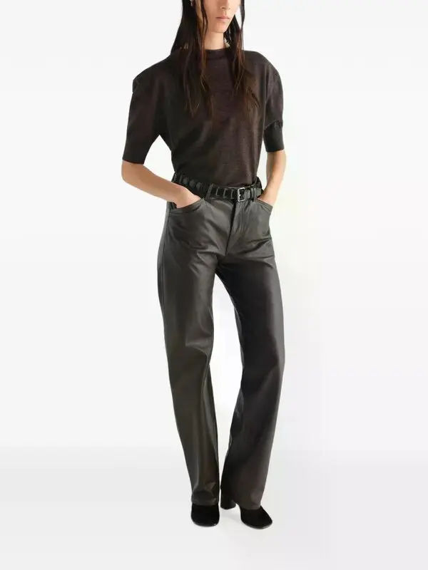 LEMAIRE Short-sleeve Sweater In Fine Merino Wool - Brown