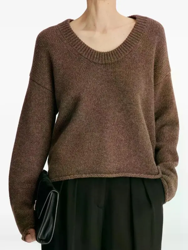 Loulou De Saison Derry Lds U-neck Cashmere Sweater - Brown