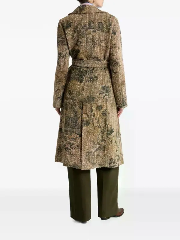 Etro Bouclé Wrap Coat With All-over Motif
