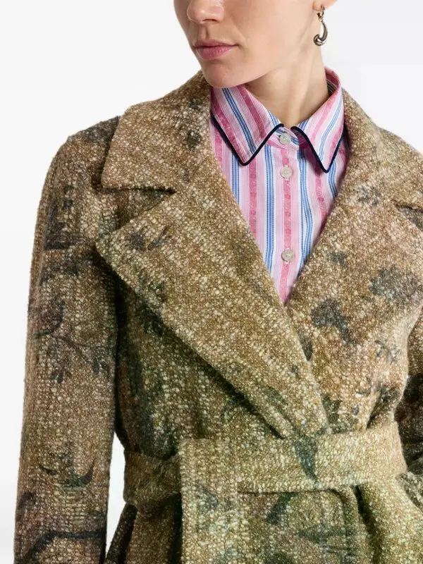 Etro Bouclé Wrap Coat With All-over Motif