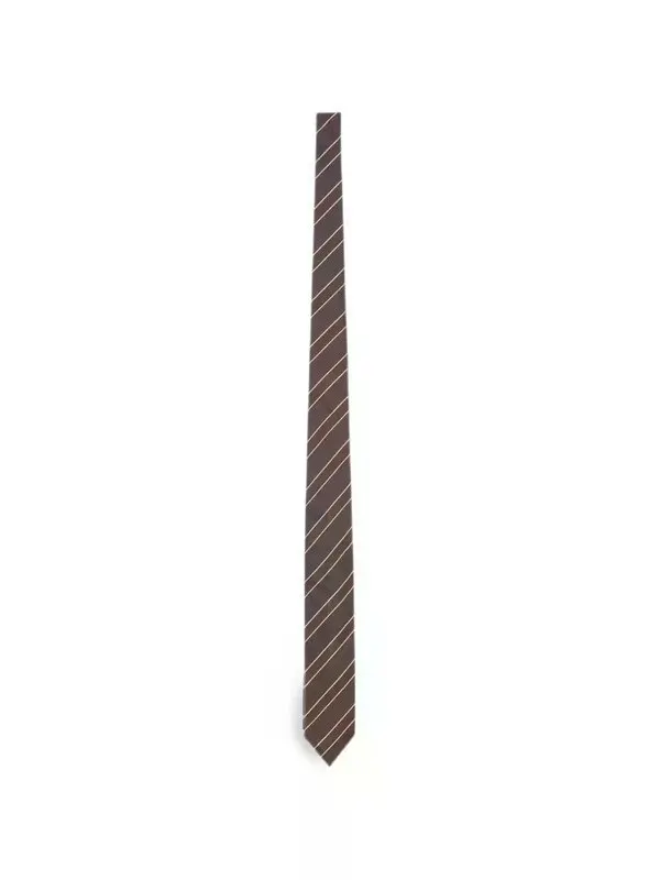 LARDINI Diagonal-stripe Silk Tie - Brown