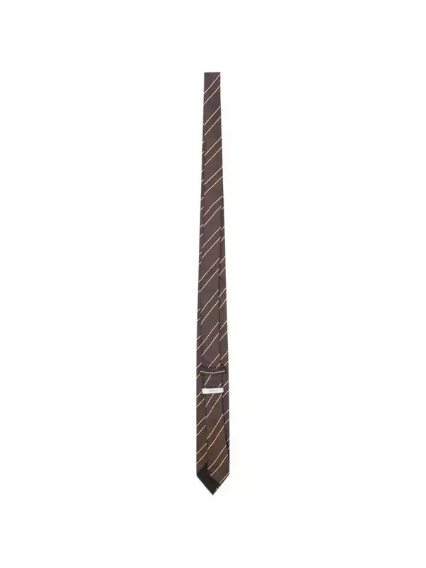 LARDINI Diagonal-stripe Silk Tie - Brown
