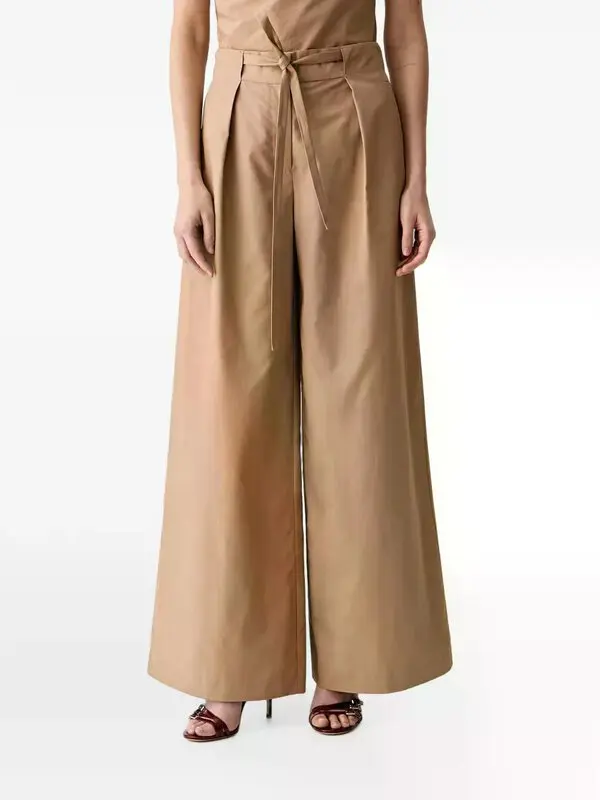 Karl Lagerfeld Tie-waist Pleated Trousers - Neutrals