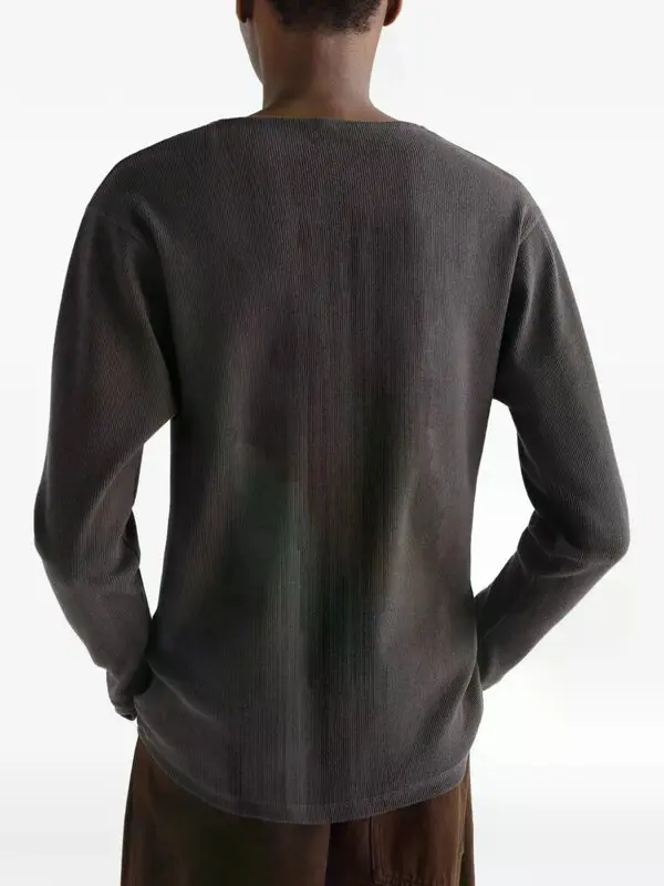 LEMAIRE Long-sleeve Henley T-shirt In Linen And Cotton Ribbed Jersey - Grey