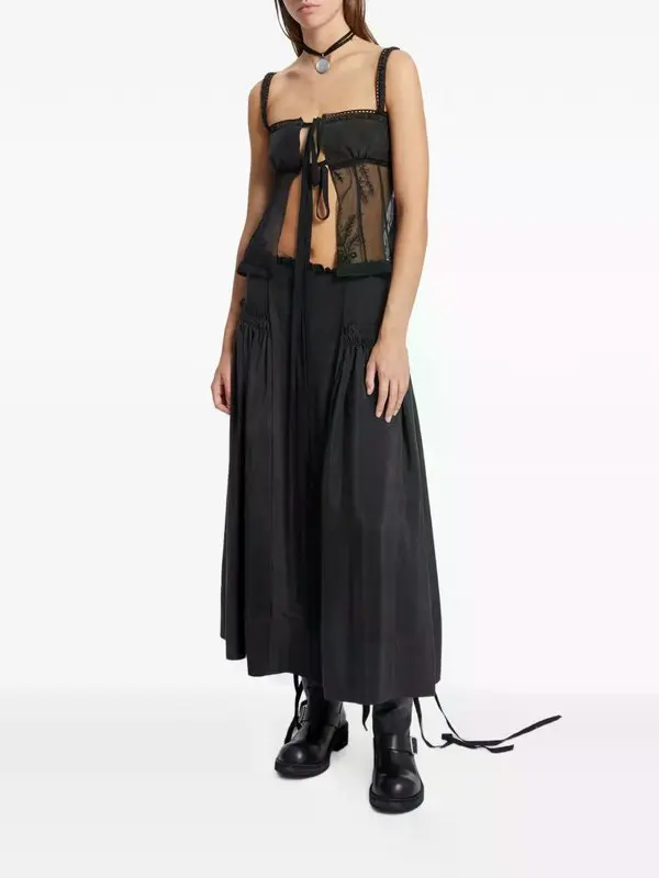 ANN DEMEULEMEESTER Ruffled Silk Midi Skirt - Black