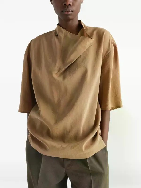 LEMAIRE Soft Collar Top In Dry Silk - Neutrals