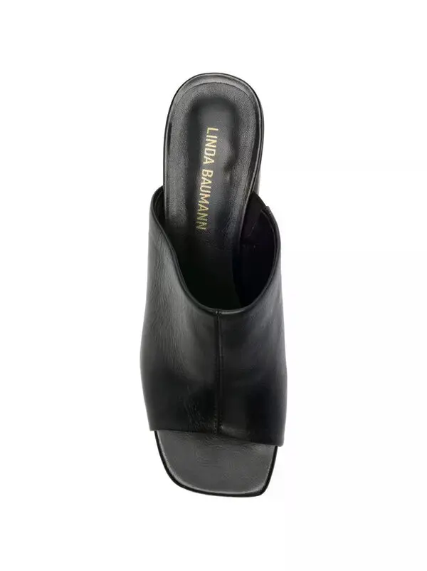 LINDA BAUMANN Open-toe Block-heel Sandals - Black