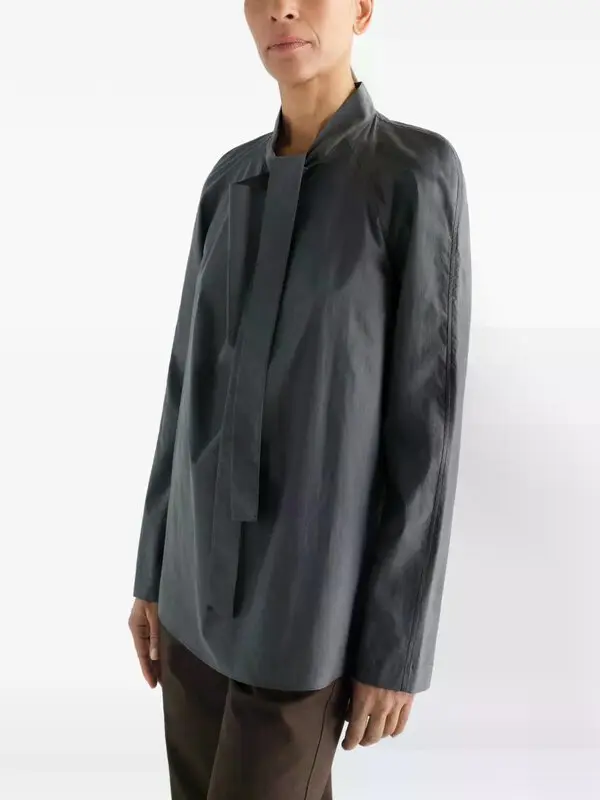LEMAIRE Ascot Blouse In Washed Cotton Silk - Grey