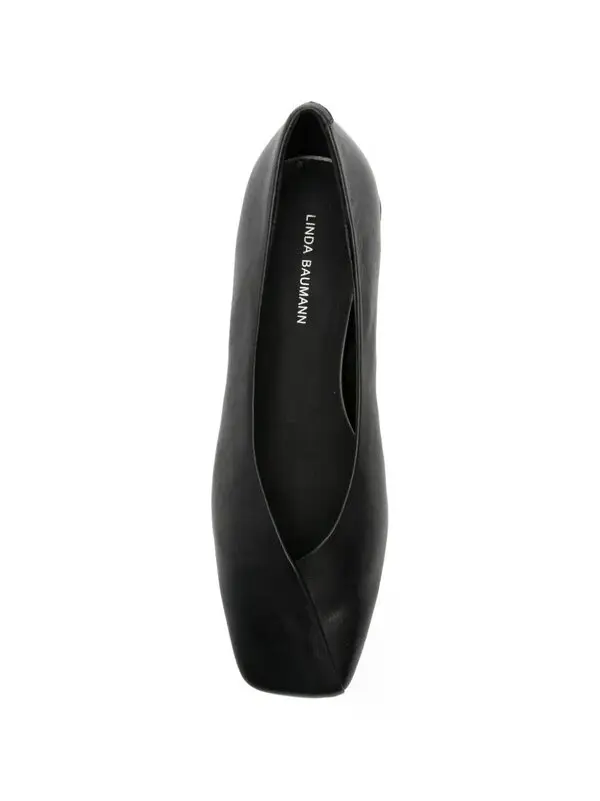 LINDA BAUMANN Square Toe Block Heel Pumps - Black