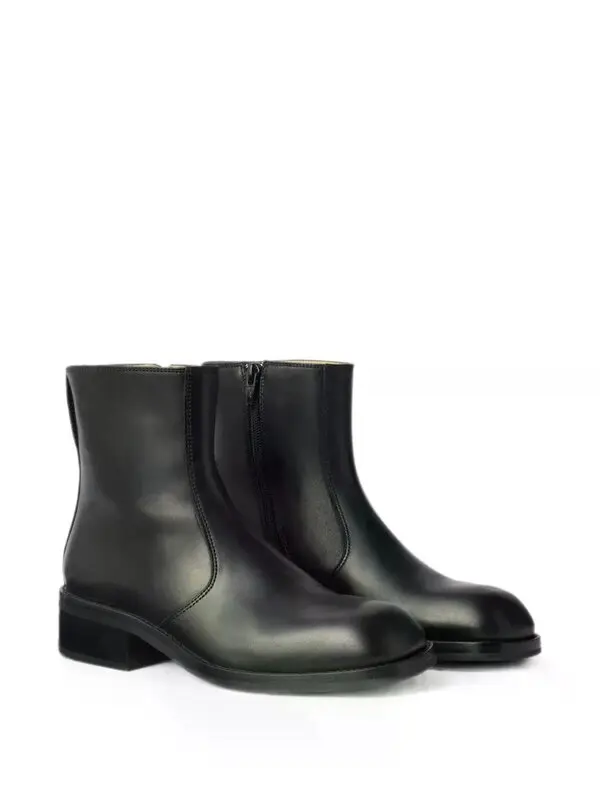 LEMAIRE Zipped Ankle Boots In Shiny Leather