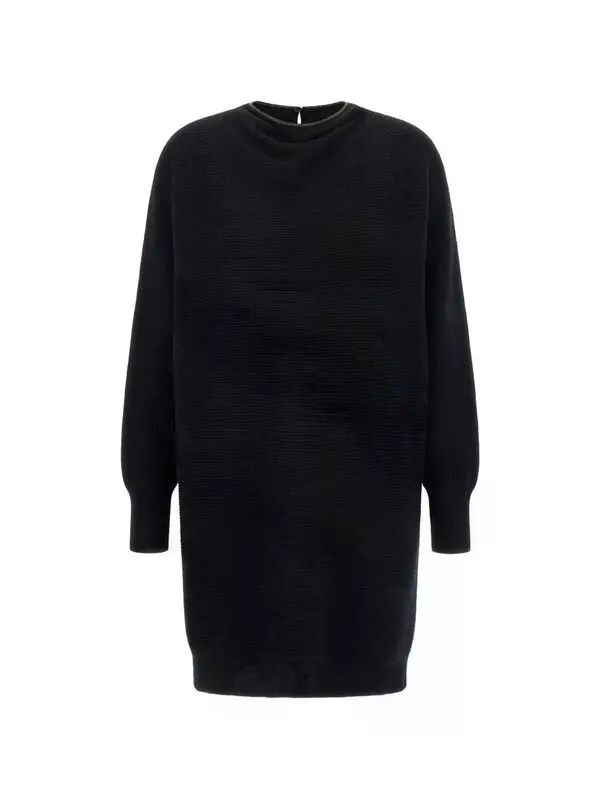 Brunello Cucinelli Monile Ribbed-knit Mini Dress - Black