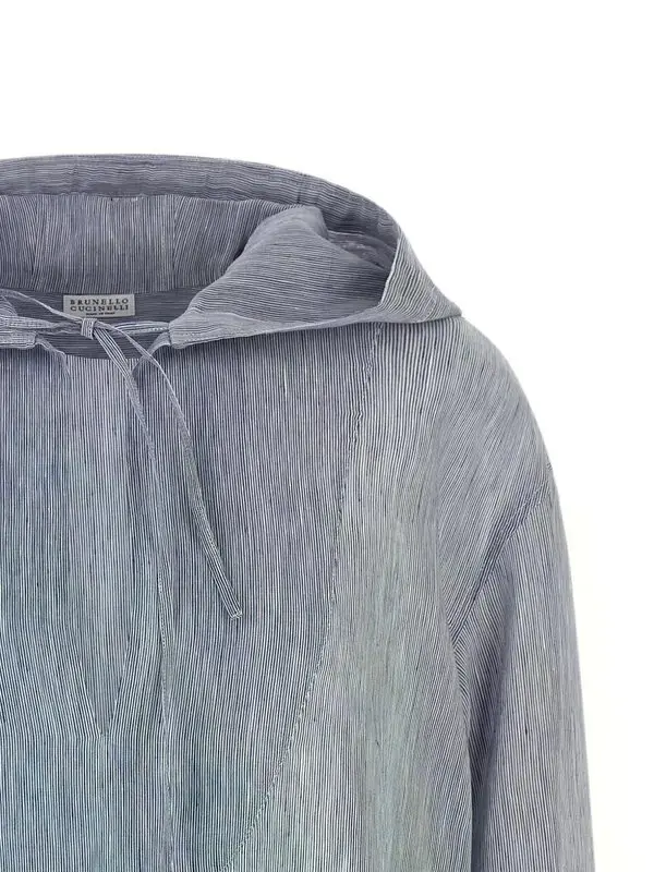 Brunello Cucinelli Micro-striped Hooded Shirt