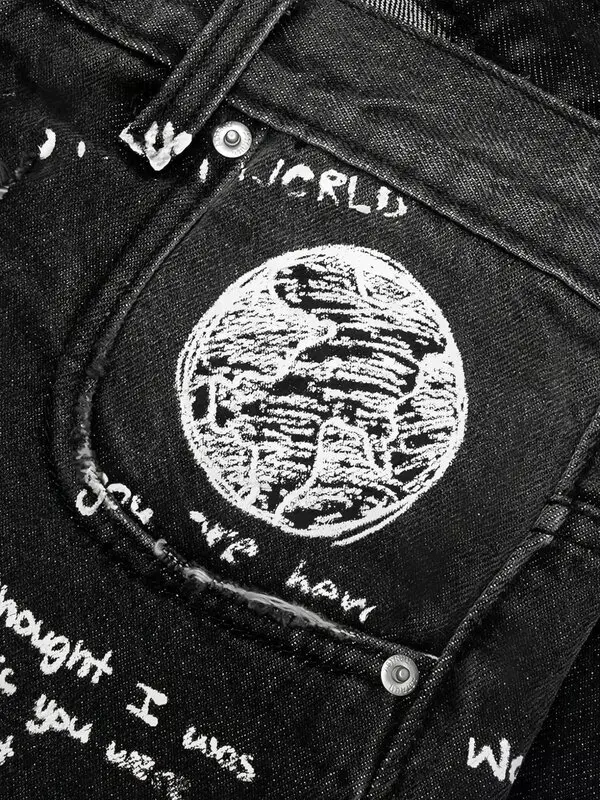 Astrum Dedication Graphic-print Denim Shorts