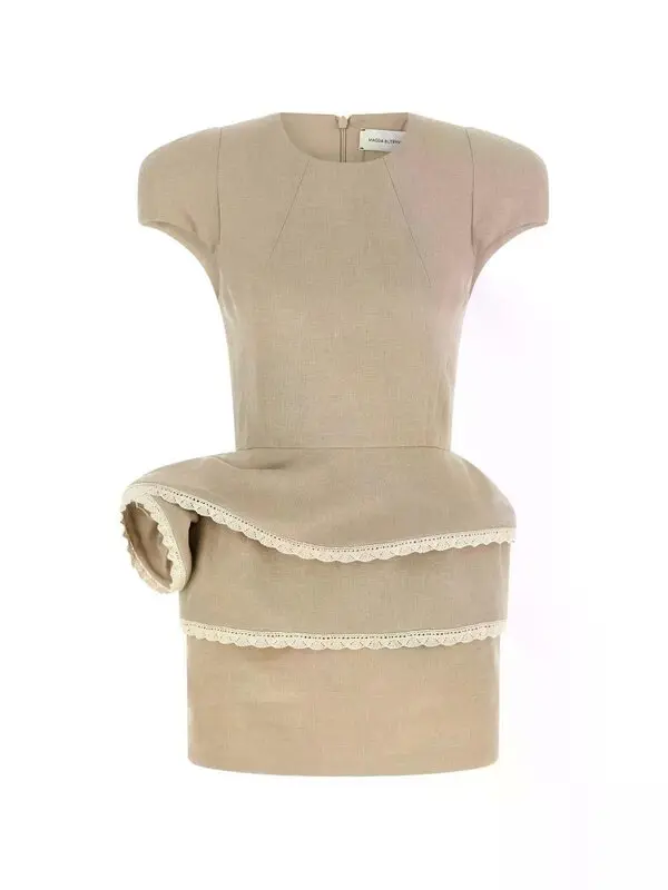 Magda Butrym Rosette-detail Lace-trimmed Mini Dress - Neutrals