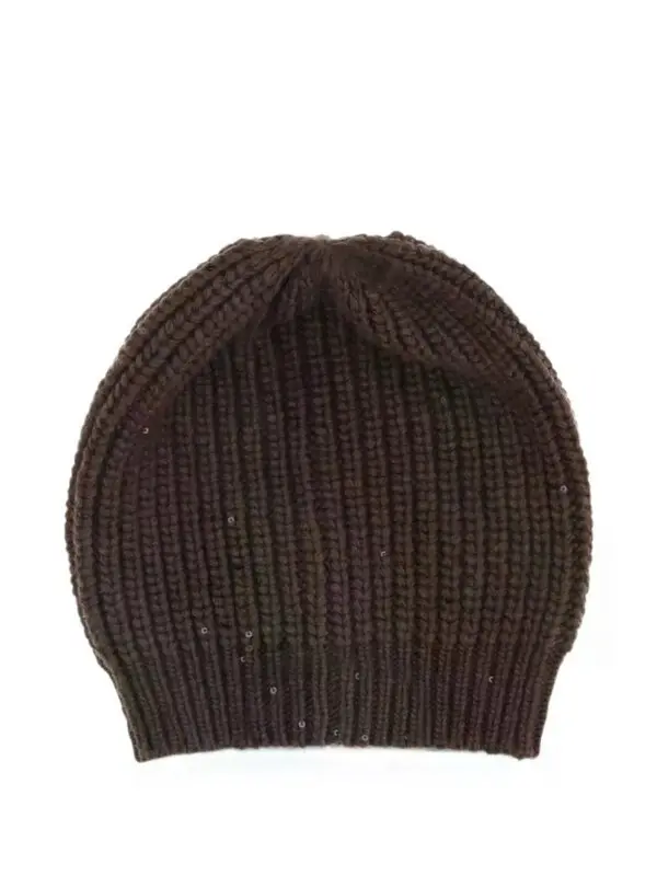 Brunello Cucinelli Sequin-embellished Ribbed Beanie Hat