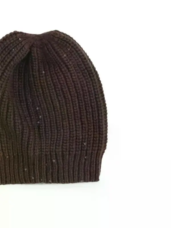 Brunello Cucinelli Sequin-embellished Ribbed Beanie Hat