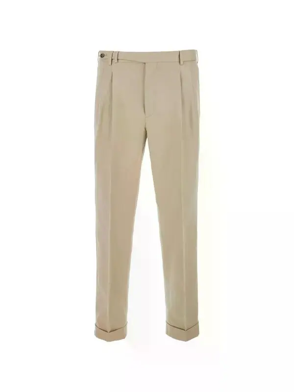 PT TORINO Pleated Turn-up Trousers - Neutrals