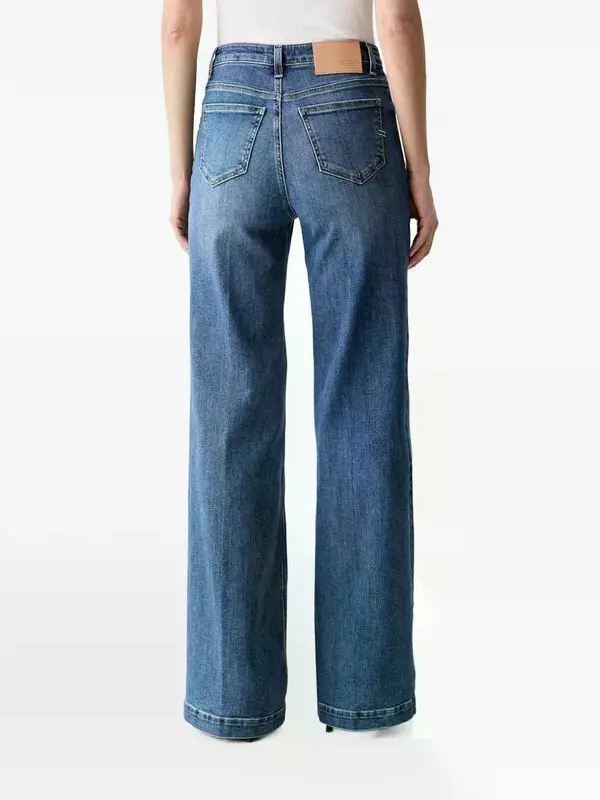 VICOLO Button-embellished Wide-leg Jeans - Blue