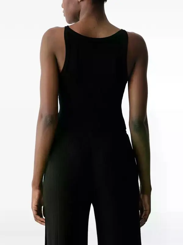 LA MANIA Ribbed-knit Logo-print Top