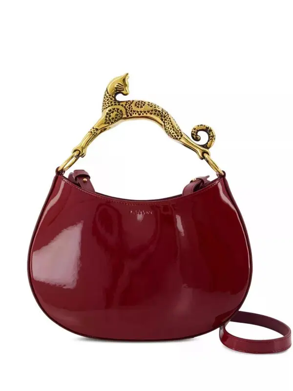 LANVIN Cat Poignée Patent Leather Crossbody Bag - Red