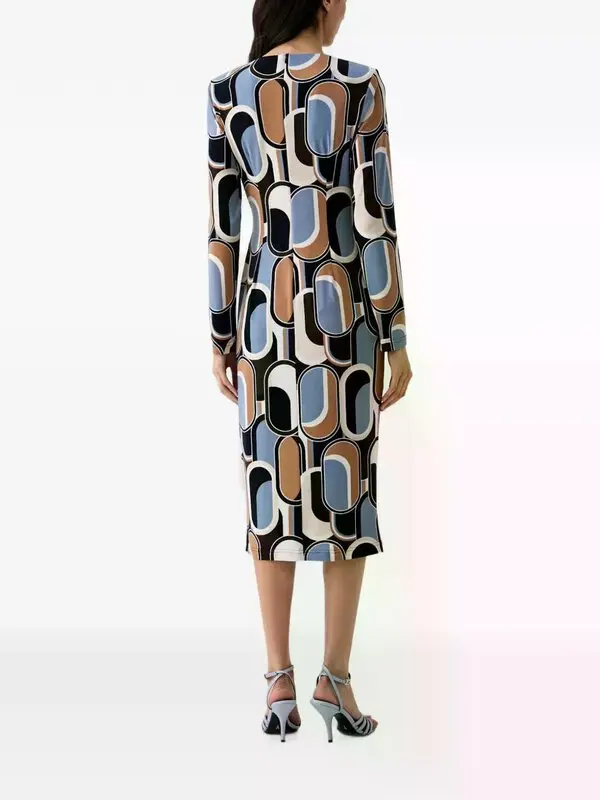 Joseph Ribkoff Geometric-print Ruched Midi Dress