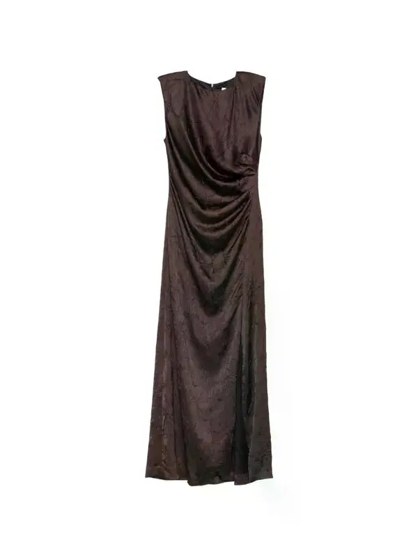Maje Crinkled-effect Sleeveless Maxi Dress - Brown