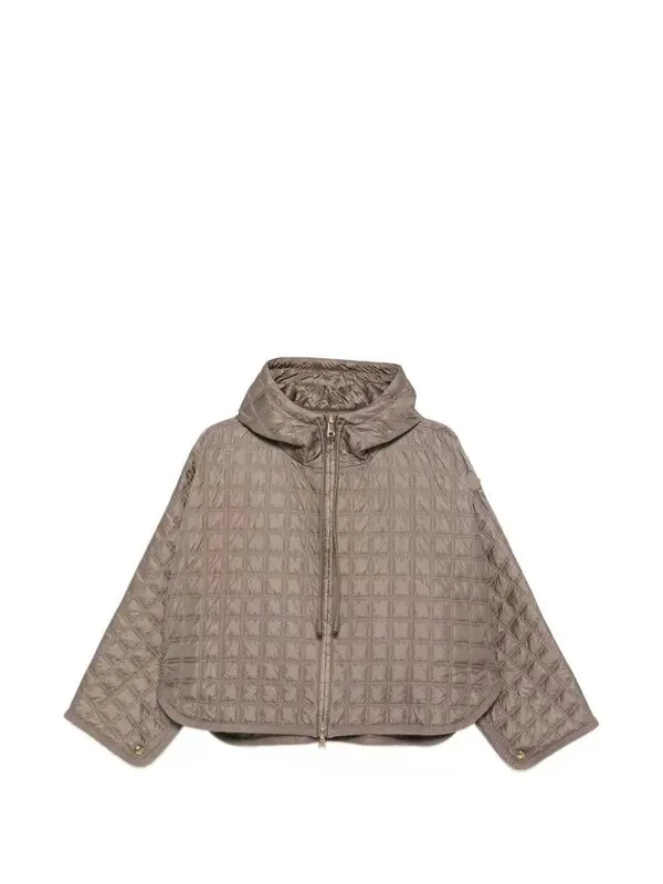 Moncler Quilted Hooded Cape - Brown